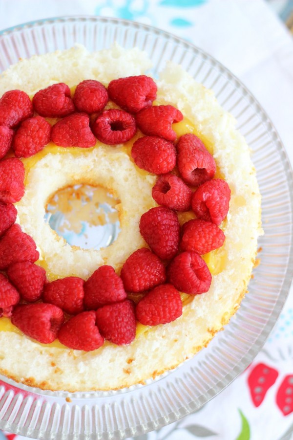 Lemon Raspberry Angel Food Cake