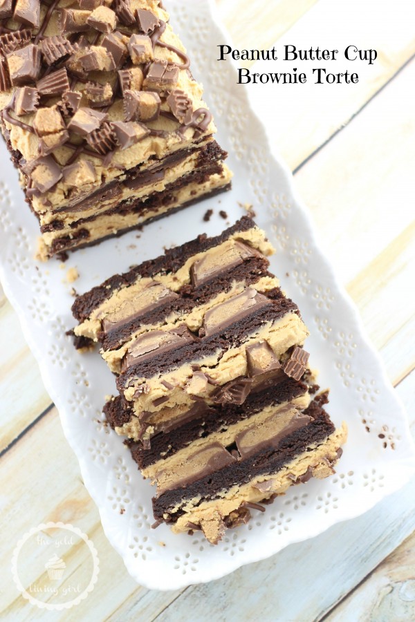 Peanut Butter Cup Brownie Torte - The Gold Lining Girl