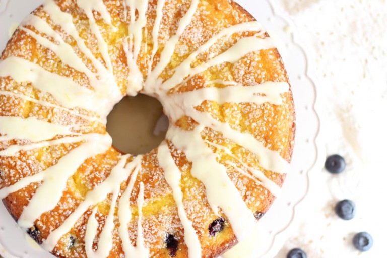 Lemon Blueberry Bundt Cake with Lemon Glaze - The Gold Lining Girl