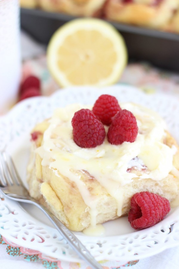 Lemon Raspberry Sweet Rolls with Lemon Mascarpone Frosting
