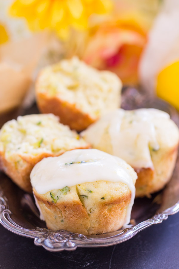 Lemon Zucchini Muffins with Lemon Glaze - The Gold Lining Girl