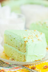 Pistachio Cake with Pistachio Frosting • The Gold Lining Girl